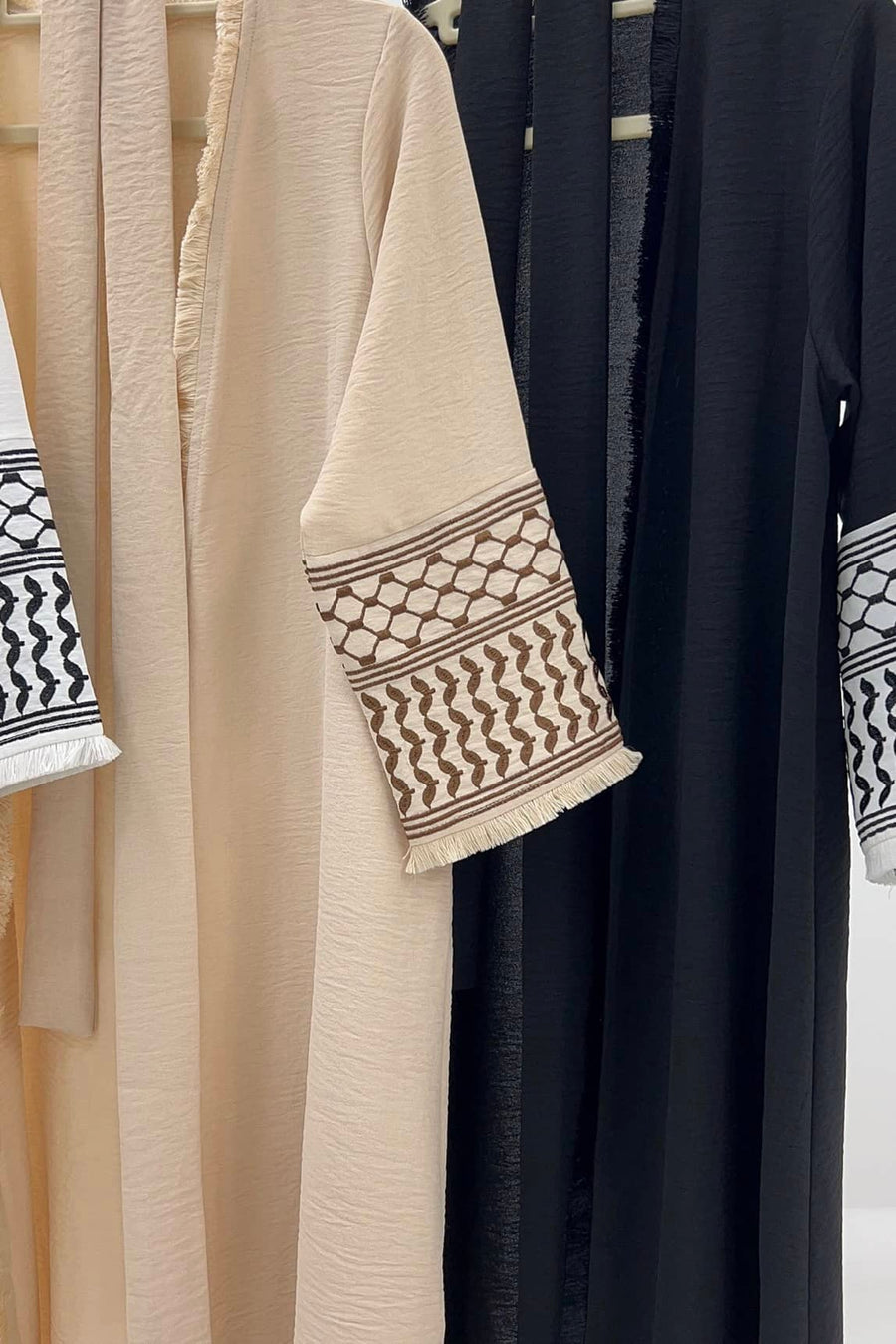 Karina Keffiyeh Inspired Fringed Peace Dove Pattern Embroidery Modest